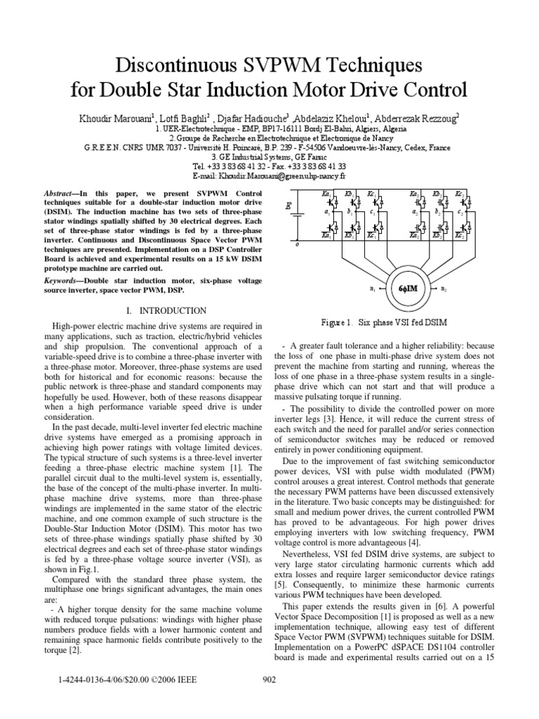 Discontinuous SVPWM Techniques | PDF | Power Inverter | Electric Motor
