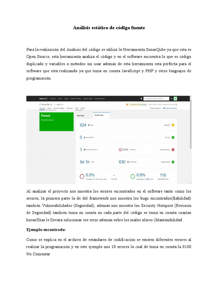Análisis estático de código fuente | PDF