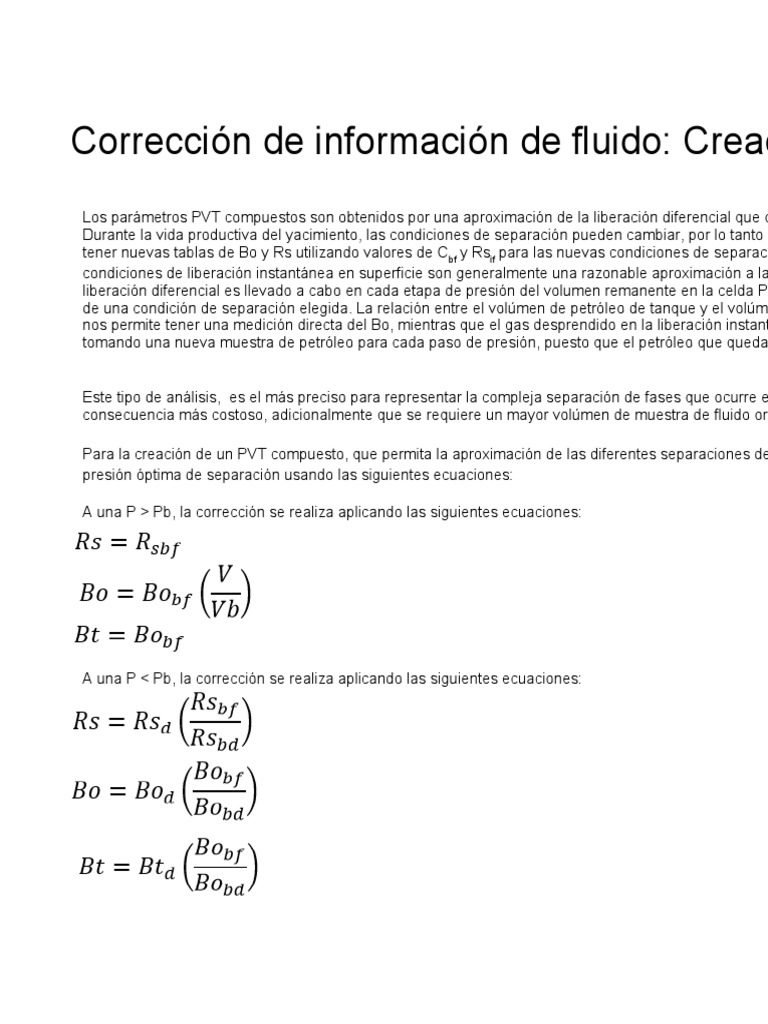 Corrección de Bo y Rs en PVT | PDF | Ingeniería mecánica | Materia suave