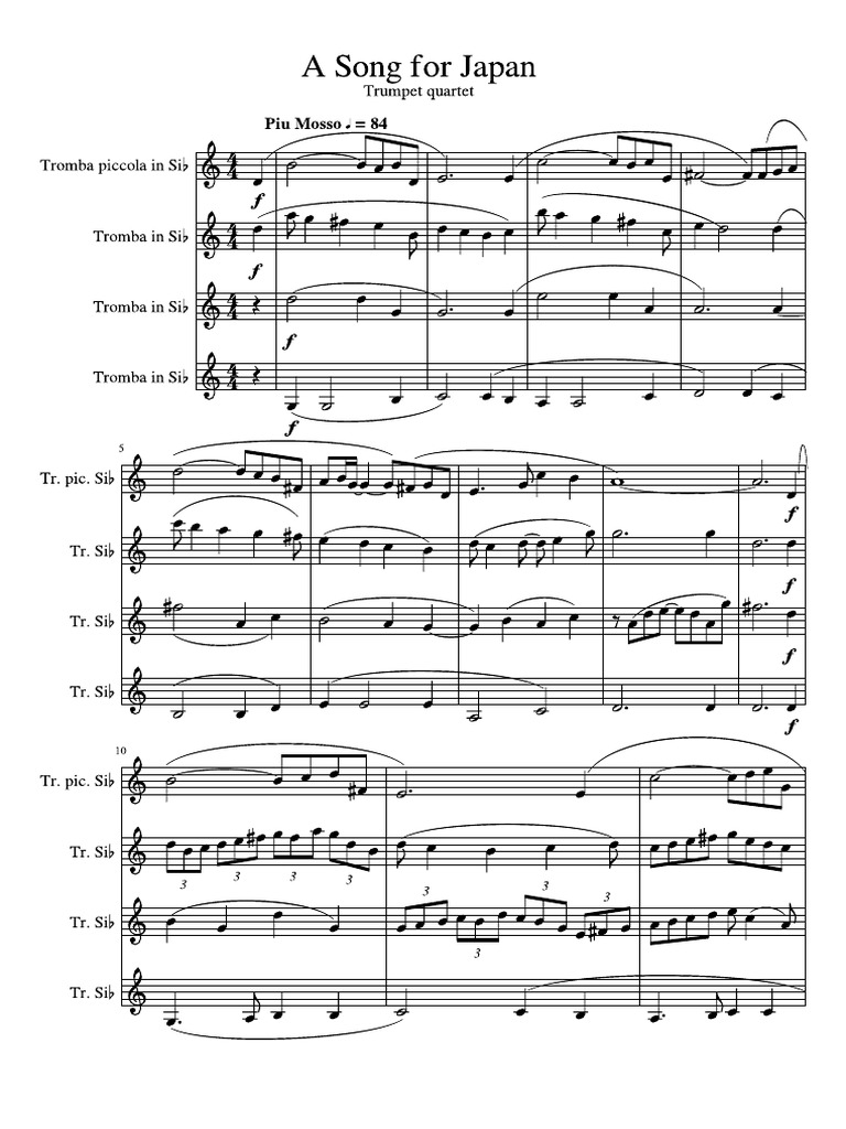 A Song For Japan Trumpet Quartet PDF | PDF