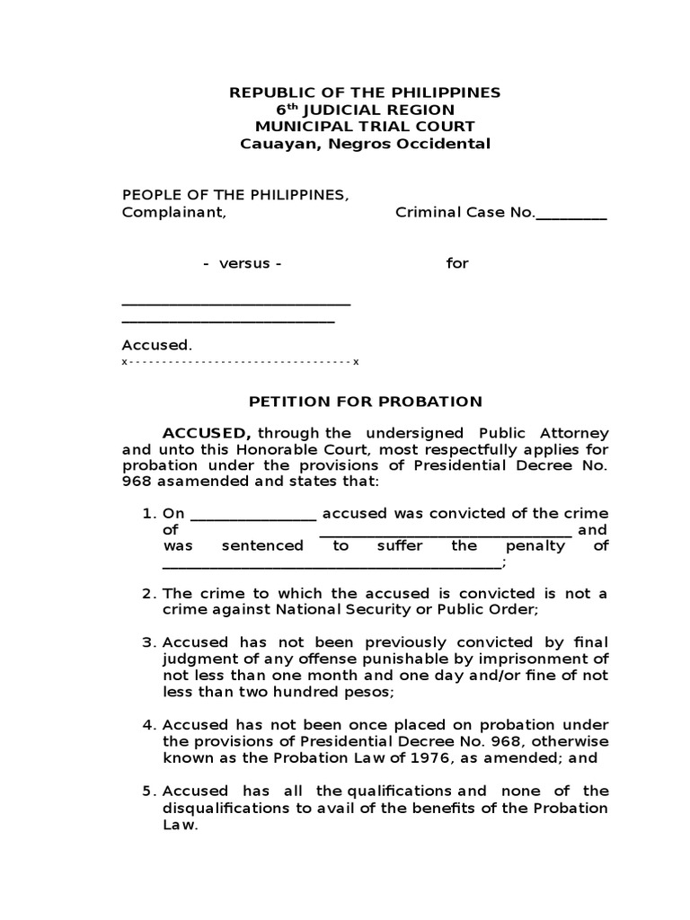 Republic of The Philippines 6 Judicial Region Municipal Trial Court ...