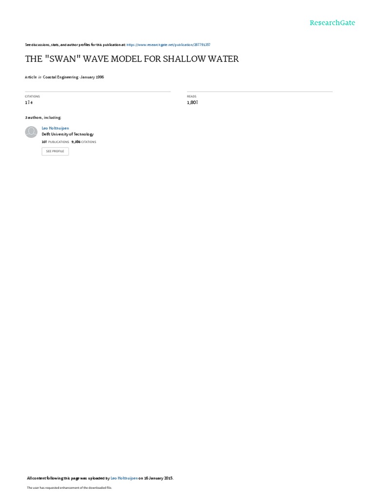 The Swan Wave Model For Shallow Water PDF | PDF | Tide | Waves