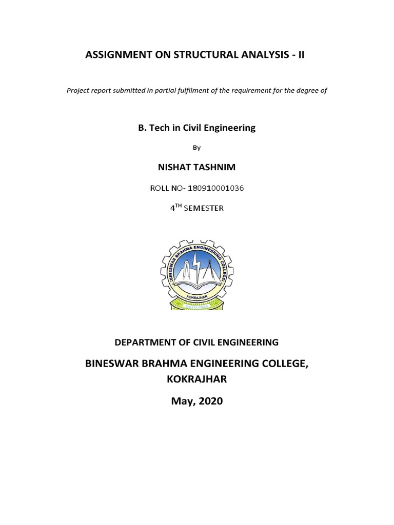 Assignment On Structural Analysis PDF | PDF | Beam (Structure) | Bending