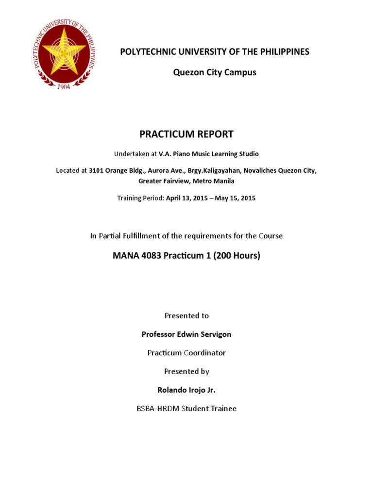 Practicum Report: Polytechnic University of The Philippines Quezon City ...
