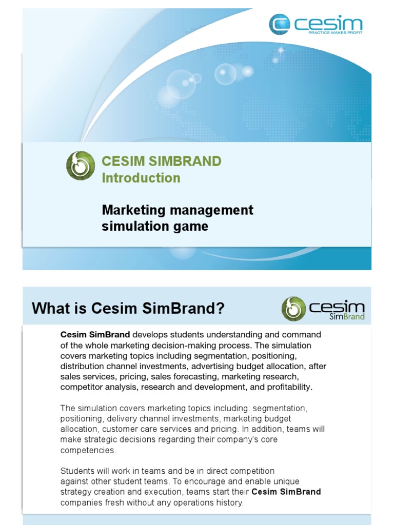Cesim SimBrand Introduction PDF | PDF | Strategic Management | Simulation