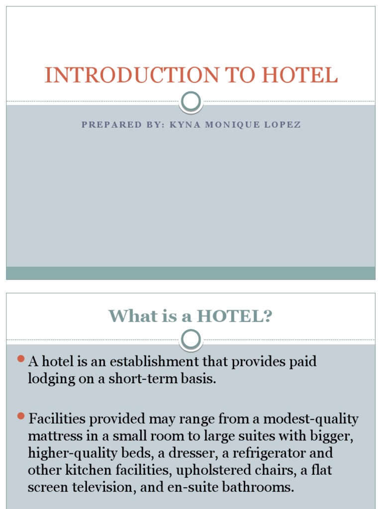 Introduction To Hotel | PDF | Hospitality Industry | Hotel
