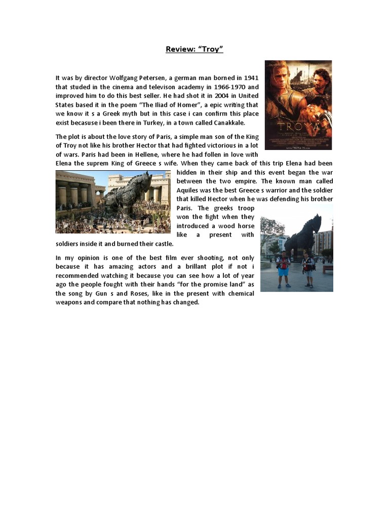 Review of Wolfgang Petersen's Epic Film 'Troy' and its Faithful ...