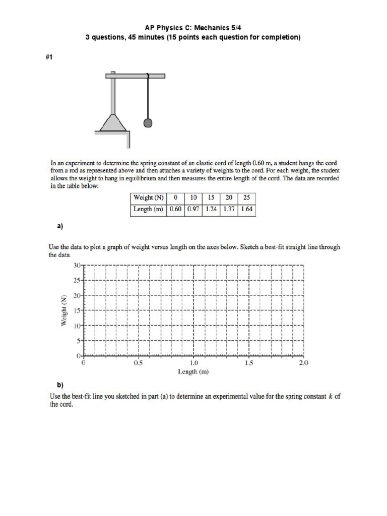 AP Physics C: Mechanics 5/4 3 Questions, 45 Minutes (15 Points Each ...