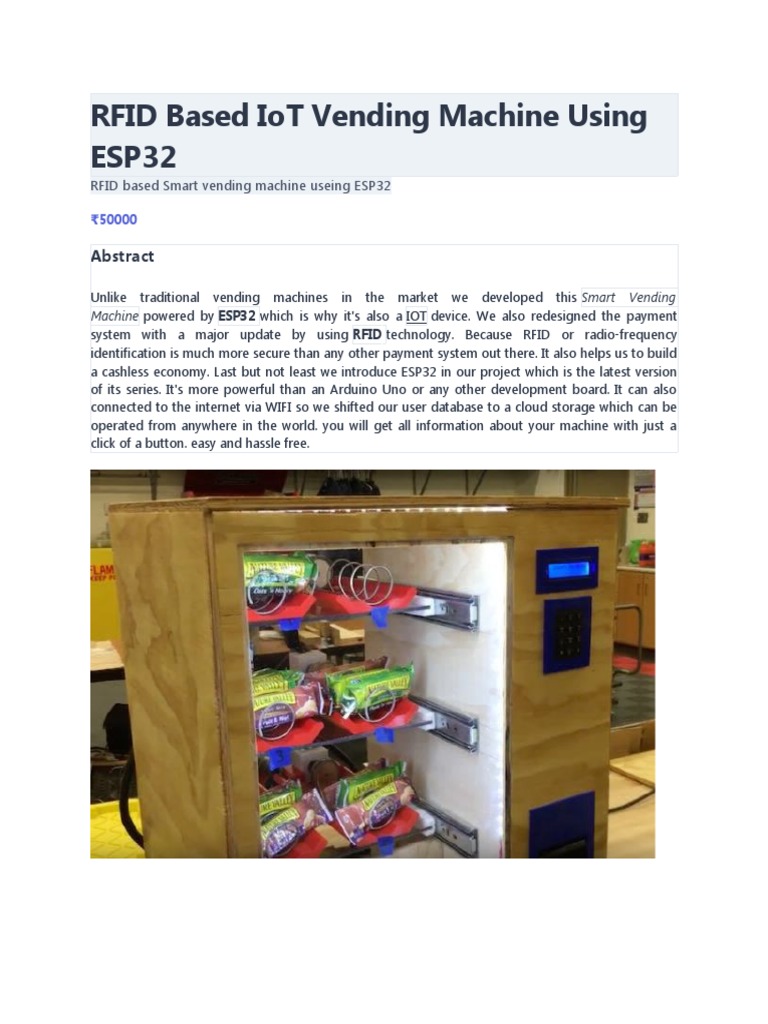 RFID Based IoT Vending Machine Using ESP32 | PDF | Computers
