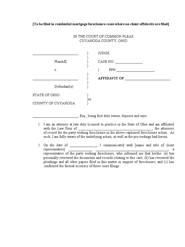 Cuyahoga County Ohio Attorney Affidavit Forms | PDF | Affidavit ...