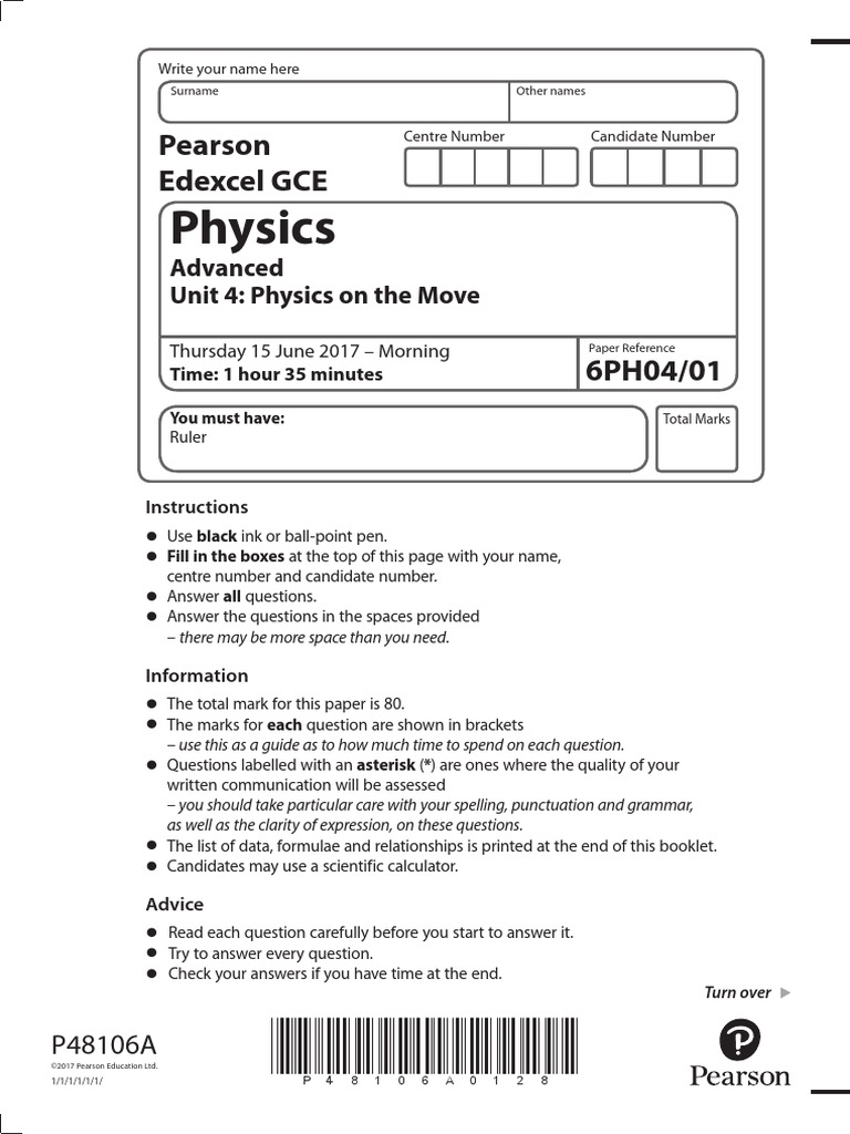 June 2017 QP - Unit 4 Edexcel Physics A-Level PDF | PDF | Quark | Electron
