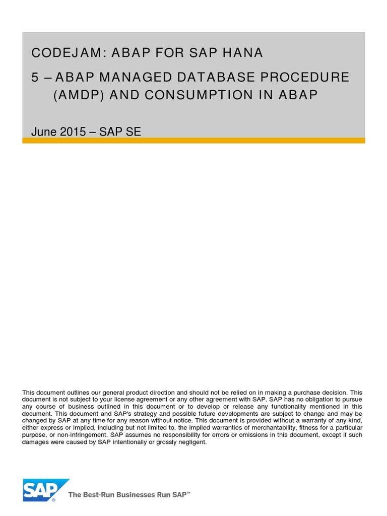 Codejam: Abap For Sap Hana 5 - Abap Managed Database Procedure (Amdp) and Consumption in Abap ...