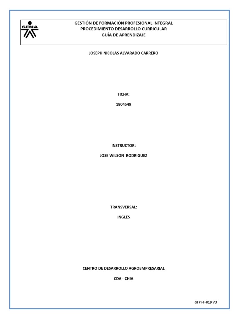 Guia de Aprendizaje Verb To Be | PDF | Evaluación | Aprendizaje