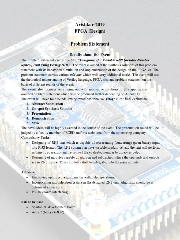 Avishkar FPGA Design PDF | PDF | Hardware Description Language | Field ...