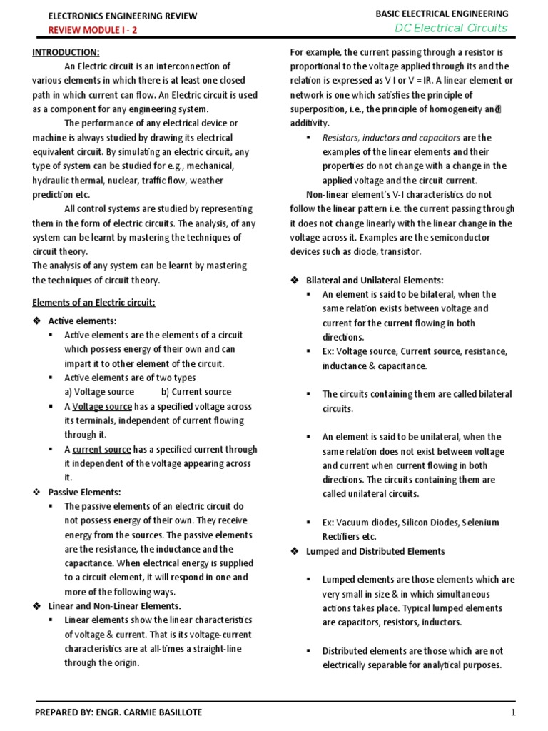 Module I-2 DC Electrical Circuits | PDF | Electrical Network | Passivity (Engineering)