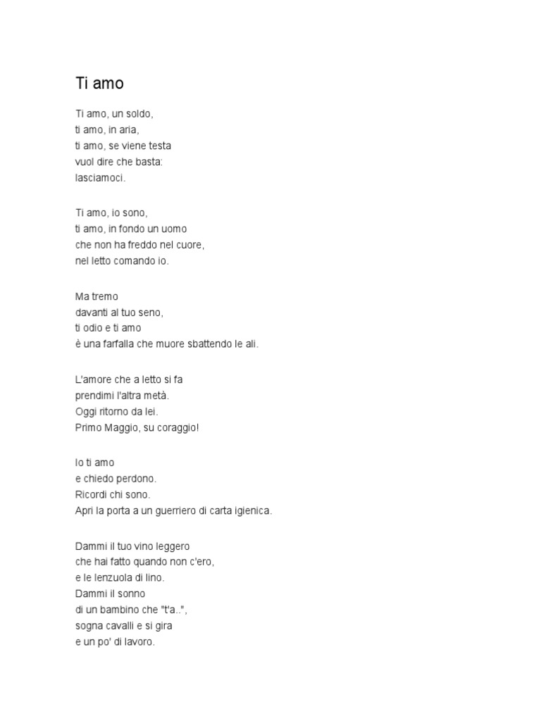 Ti Amo UMBERTO TOZZI | PDF
