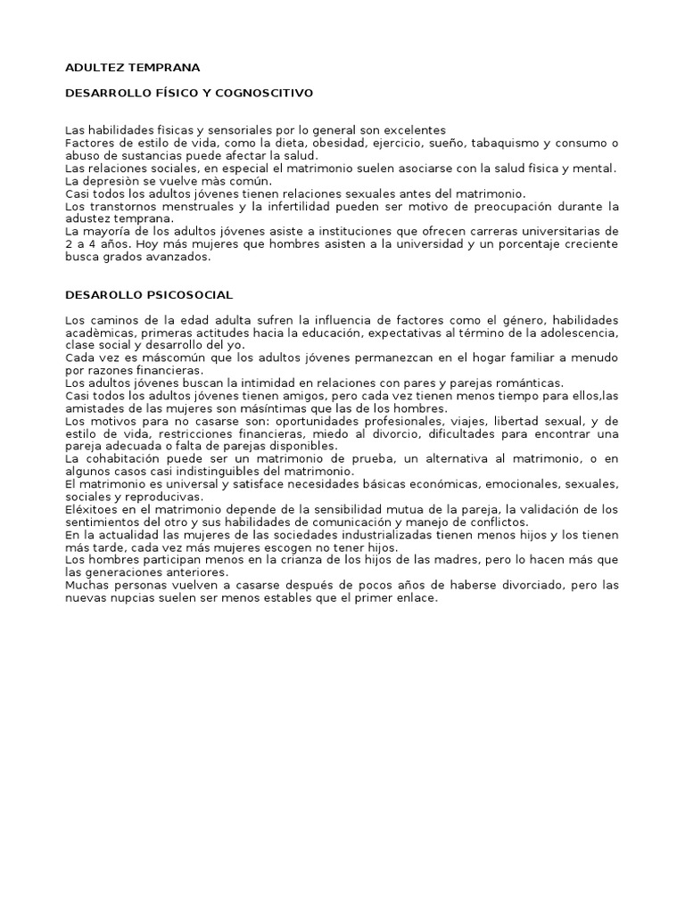 Etapas de La Adultez | Descargar gratis PDF | Adultos | Ciencias del comportamiento