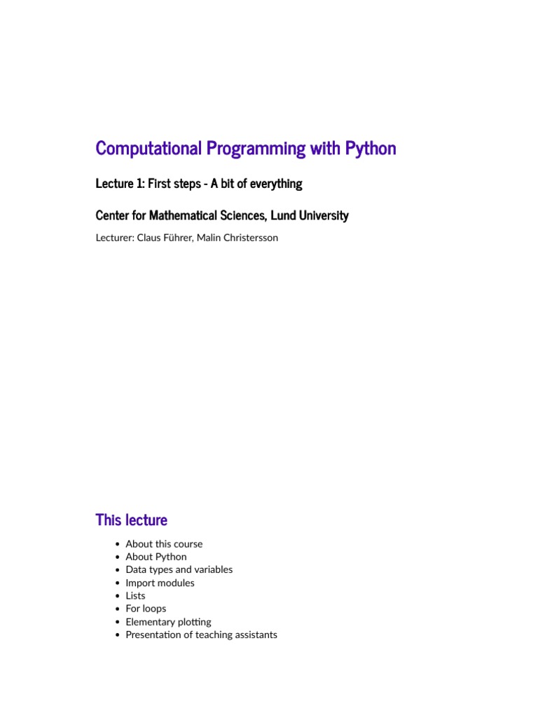 Computational Programming With Python | PDF | Python (Programming ...