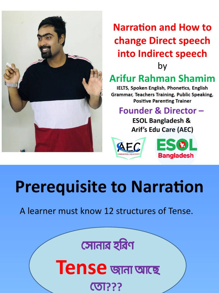 Narration and How To Change Direct Speech Into Indirect Speech | PDF ...