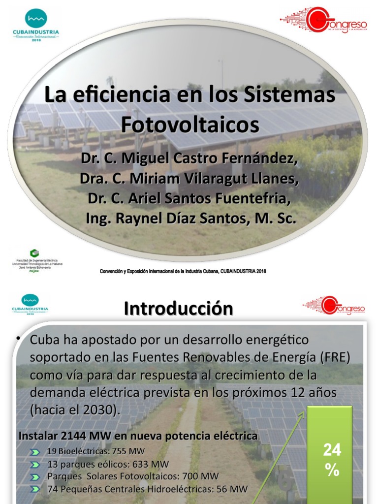 Presentacion Eficiencia en Los SFV | Descargar gratis PDF | Panel solar ...