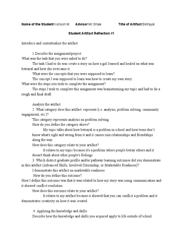 Artifact 1 | PDF | Essays | Behavior Modification