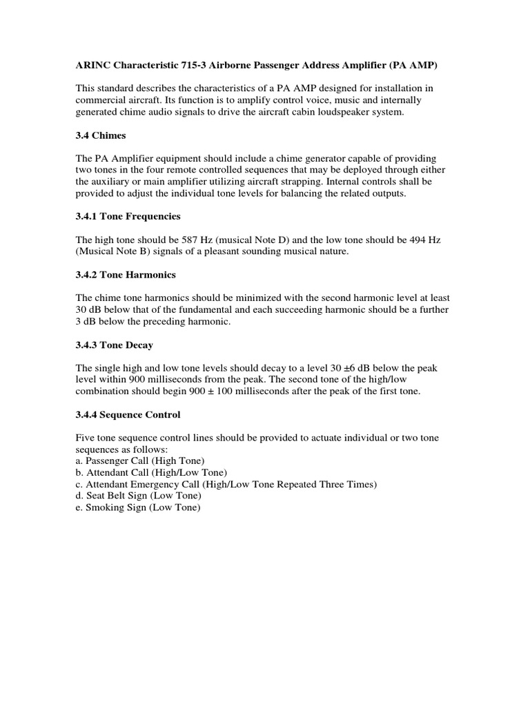 Airborne Passenger Address Amplifier Standards | PDF