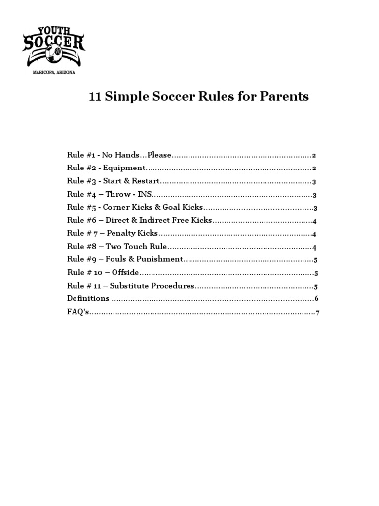Soccer Rules Guide for Parents | PDF | Association Football | Sports ...