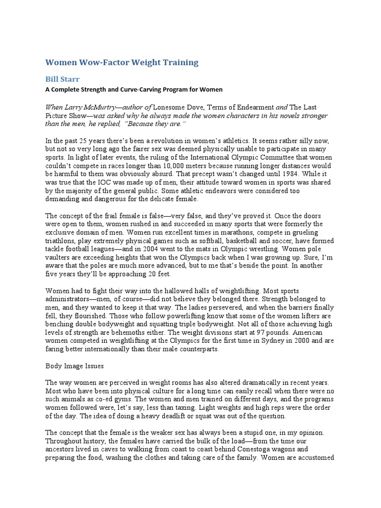 Bill Starr - Women Wow-Factor Weight Training | PDF | Weight Training ...