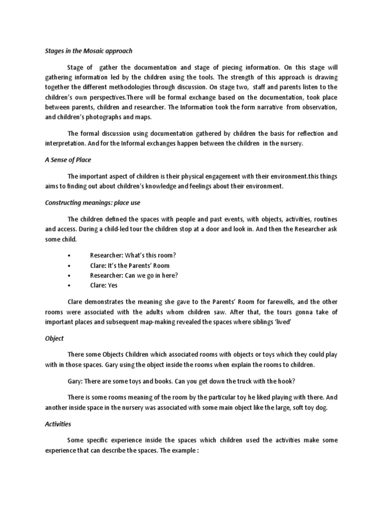 Stages in The Mosaic Approach | PDF | Room | Information