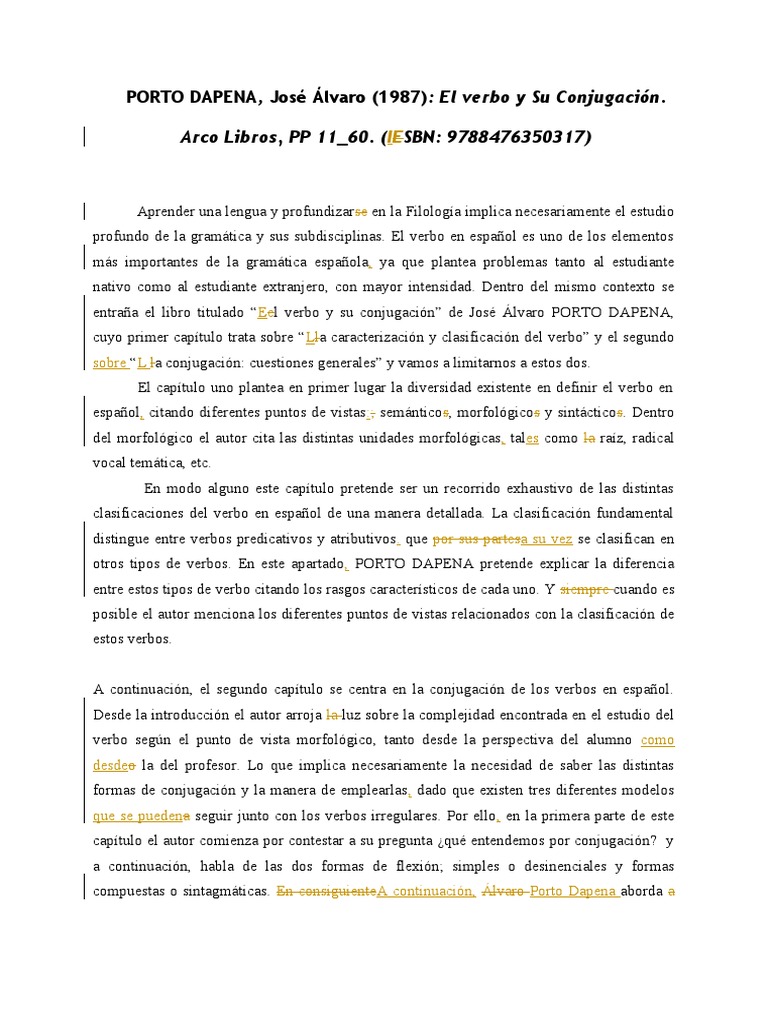 La caracterización y clasificación del verbo y su conjugación en ...