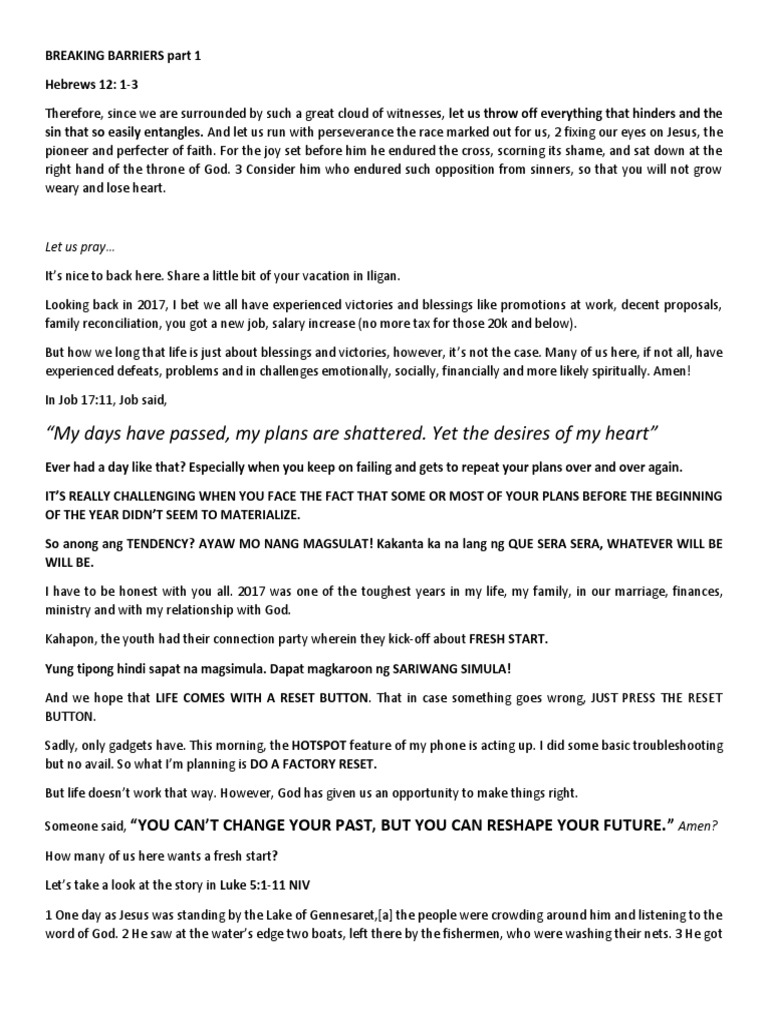 Breaking Spiritual Barriers: Three Keys to a Fresh Start in the New ...