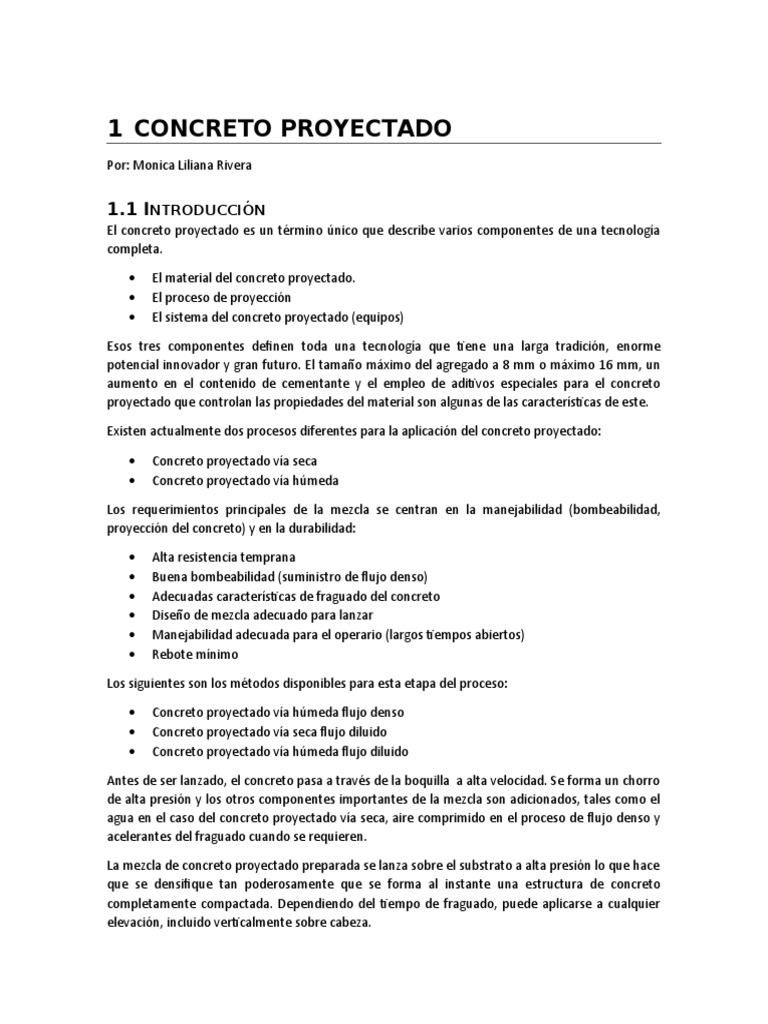Tecnología de Concreto Proyectado | PDF | Hormigón | Materiales