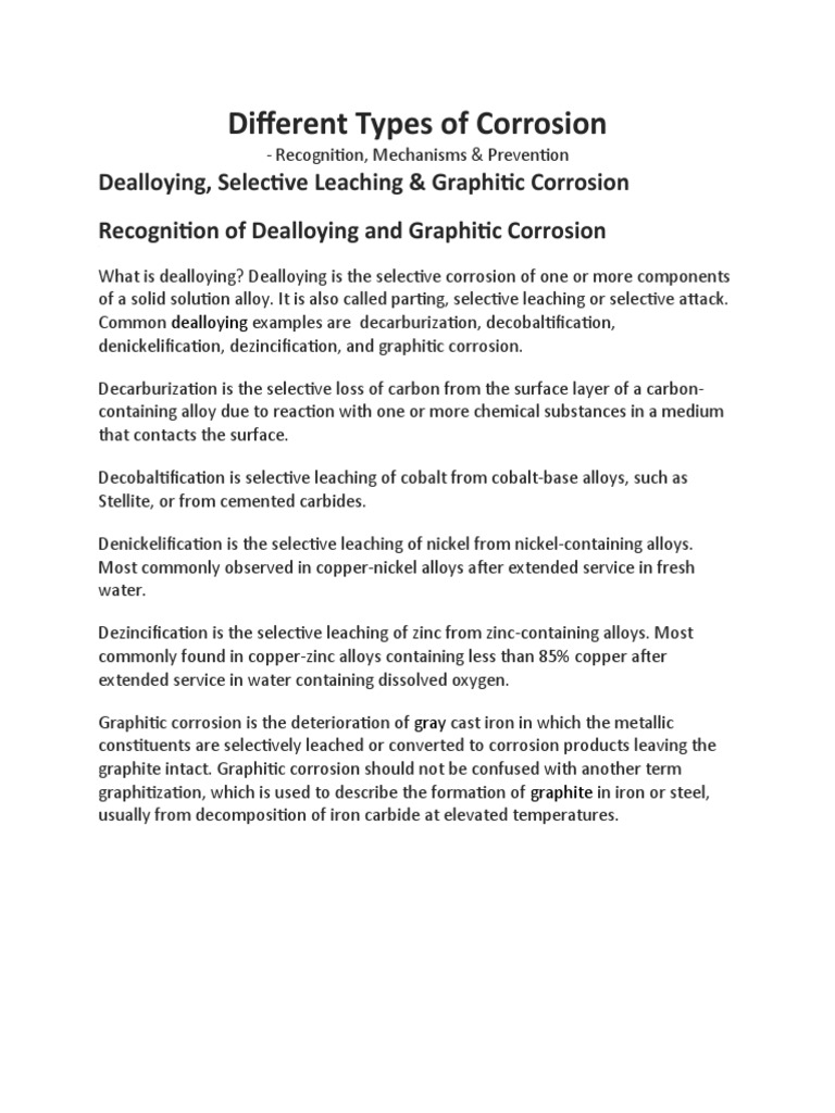03 - Different Types of Corrosion | PDF | Corrosion | Alloy