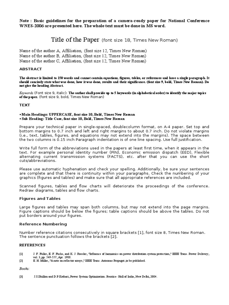 Guidelines WNES2006 | PDF | Times New Roman | Letter Case
