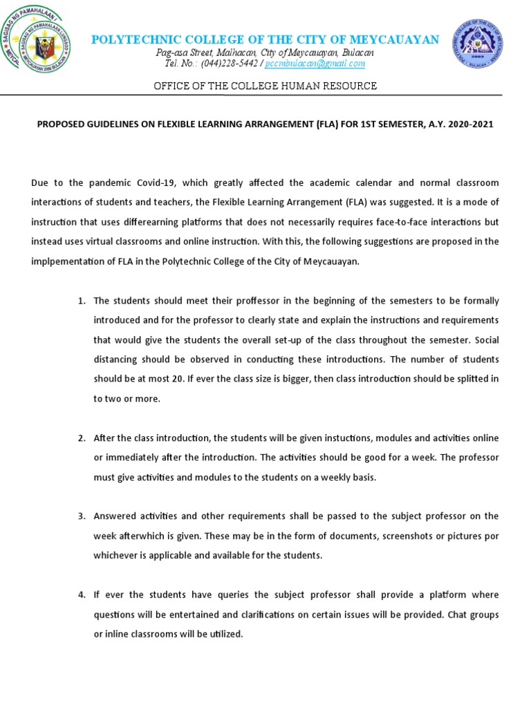 Flexible Learning Guidelines for PCCM | PDF | Distance Education | Teaching