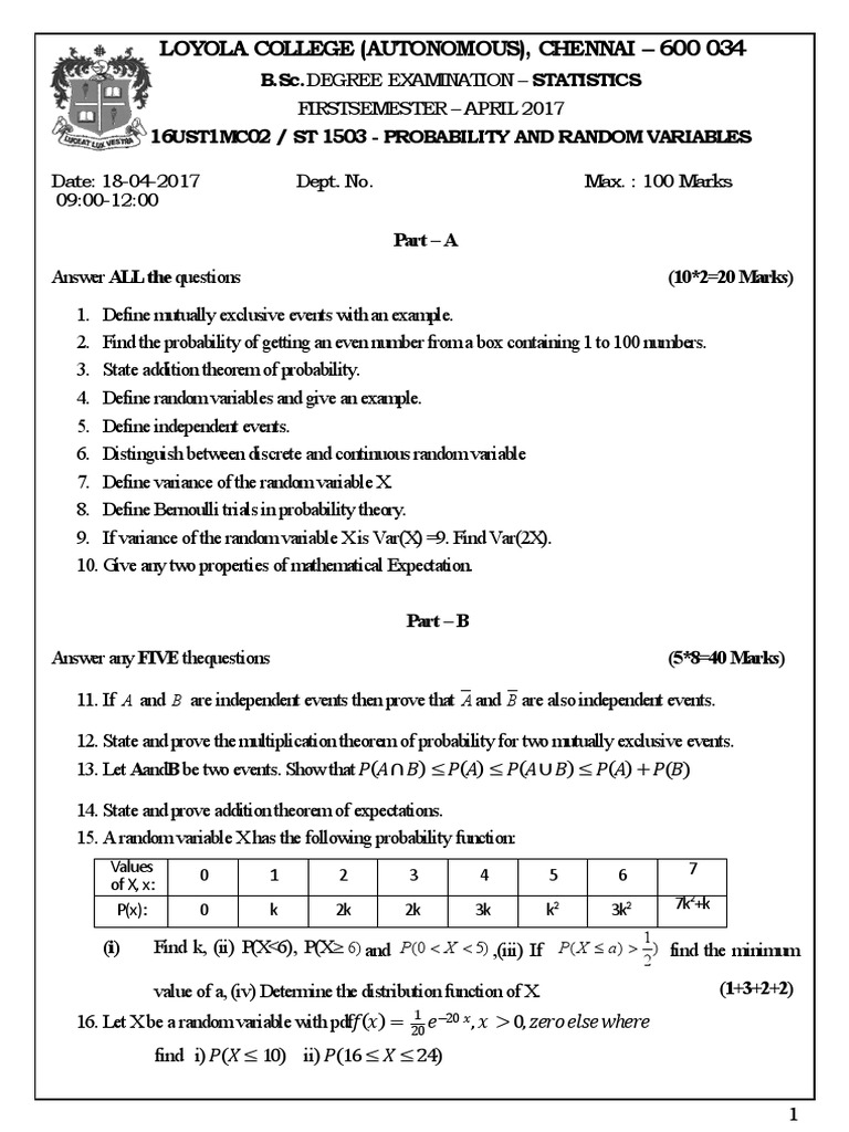 Probability and Random Variable | PDF | Expected Value | Probability Distribution