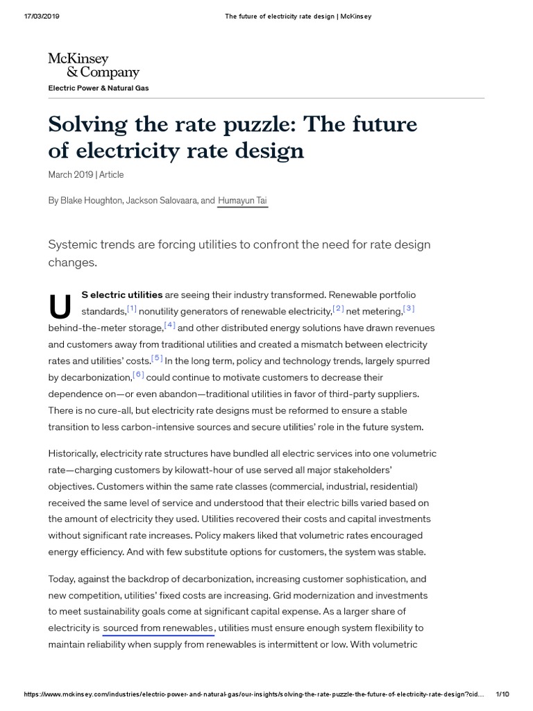 The Future of Electricity Rate Design - McKinsey | PDF | Electrical ...