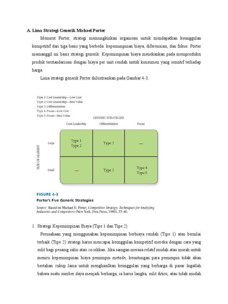 Lima Strategi Generik Michael Porter | PDF
