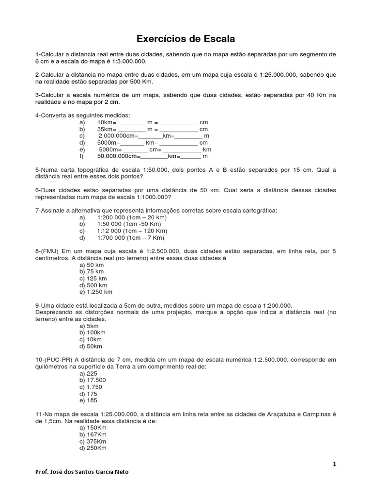 Parte-2 - 50 Exercicios de Escala - vrs2.00 | PDF | Mapa | Cartografia
