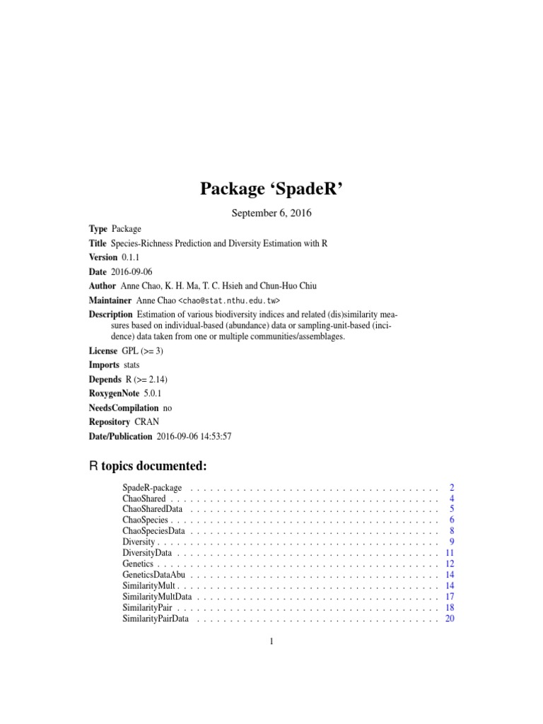 Package Spader': R Topics Documented | PDF | Data Type | Bootstrapping (Statistics)