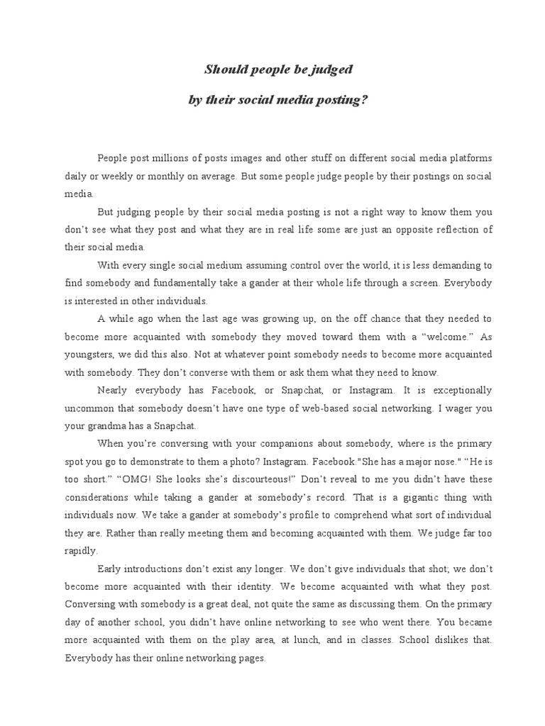 Stop Judging by Social Media Posts | PDF | Social Media | Popular ...
