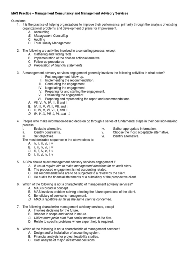 MAS Handout - MAS and Management Consultancy | PDF | Certified Public ...