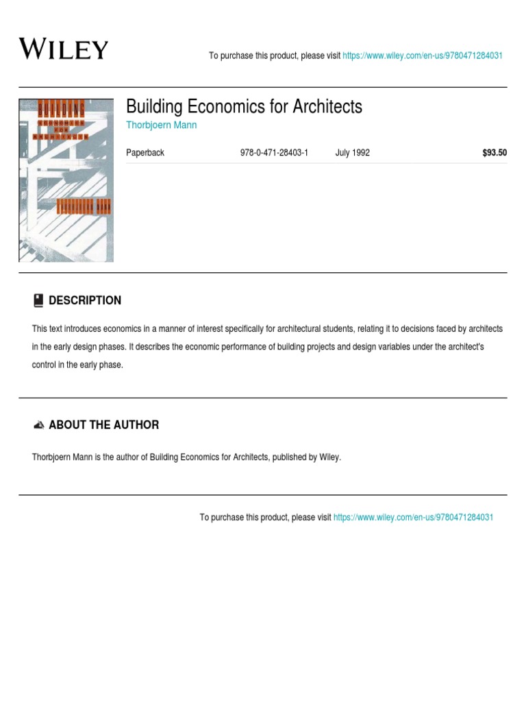 Wiley - Building Economics For Architects - 978-0-471-28403-1 | PDF