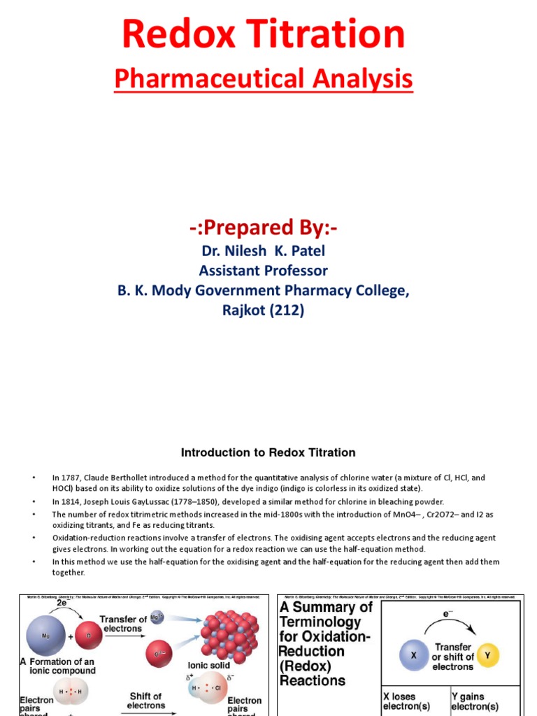 Redox Titration | PDF | Titration | Chemistry