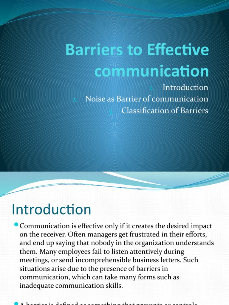 Barriers To Effective Communication | PDF | Noise | Bias