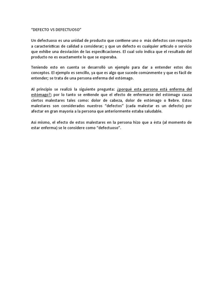 Defecto VS Defectuoso | PDF