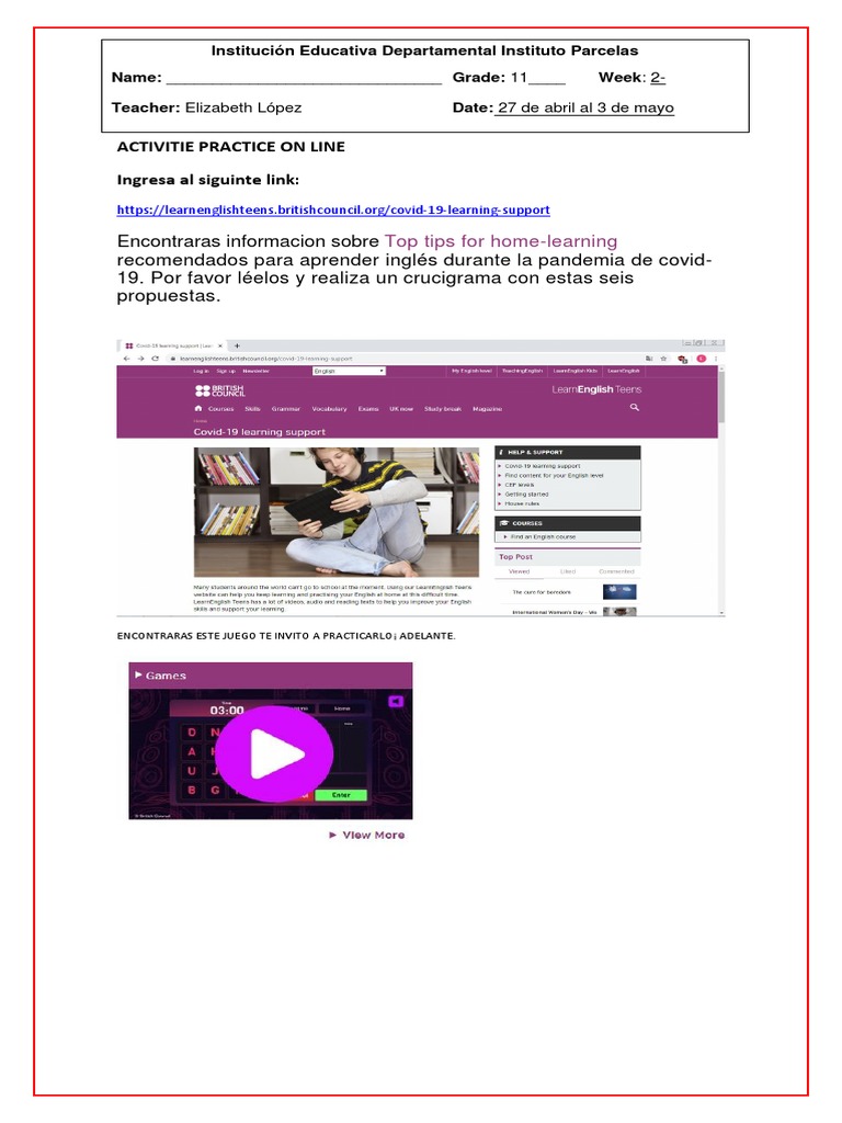 English Activity 11 Guide 2ok | PDF