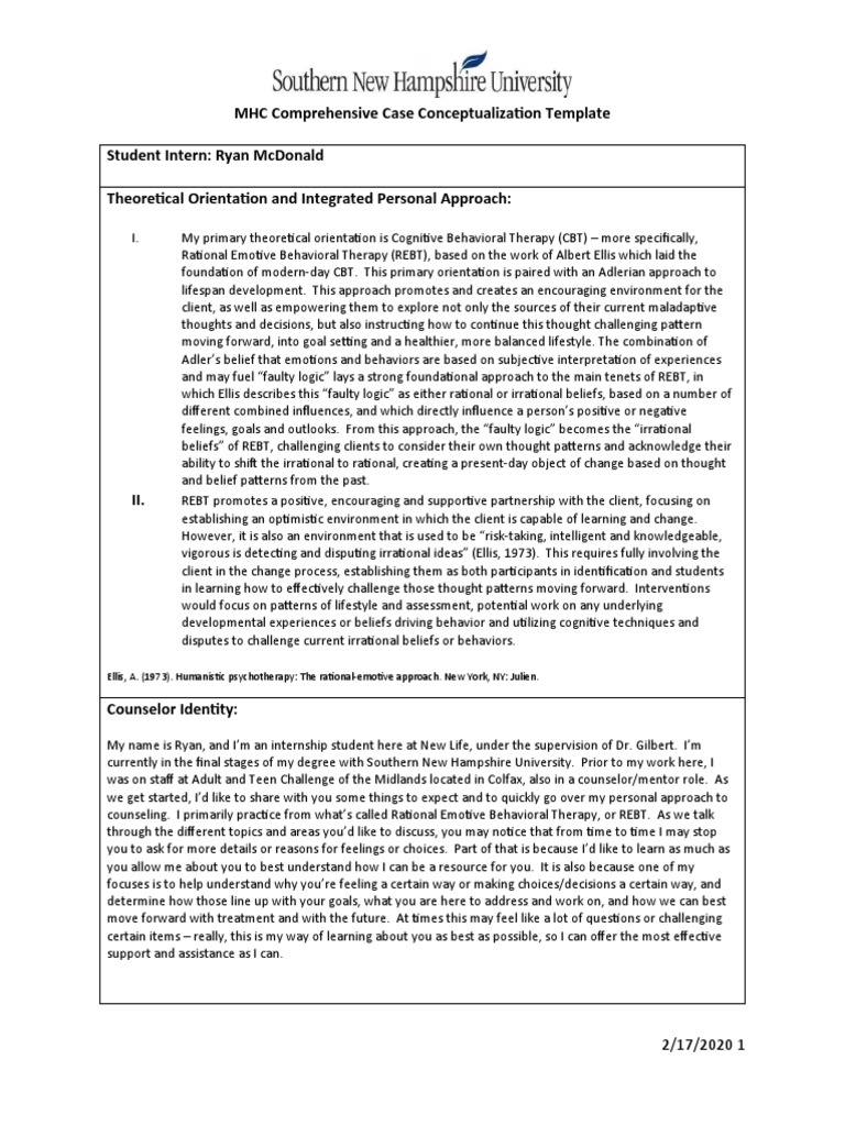 Comprehensive Case Conceptualization Template | PDF | Rational Emotive Behavior Therapy ...