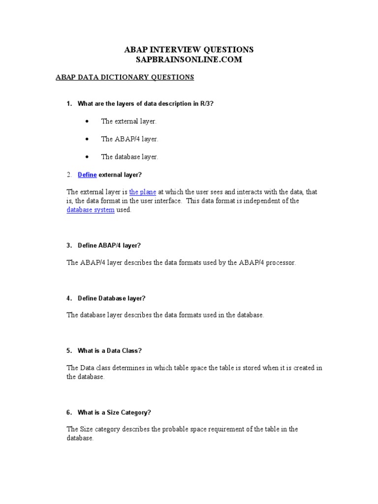 Sap Brains Online Questions Pdf Parameter Computer Programming Subroutine