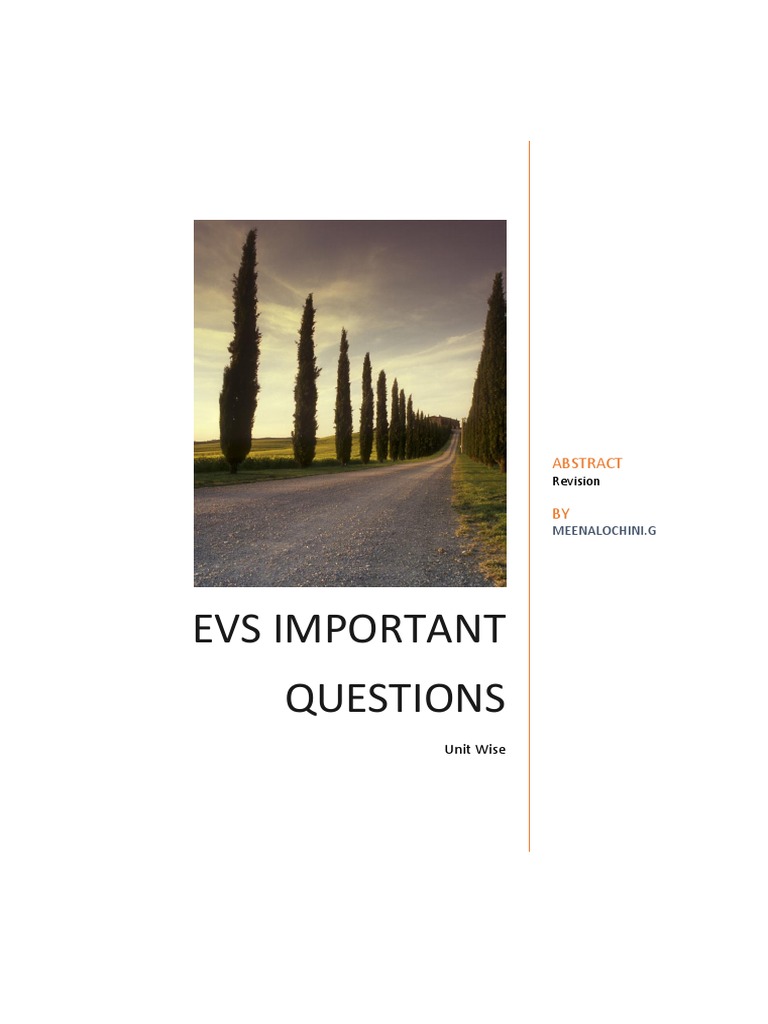 EVS Important Questions Unit Wise | PDF
